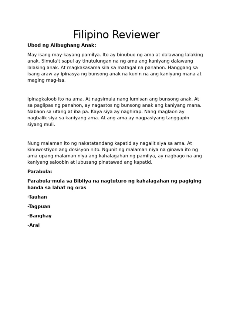 Filipino Reviewer | PDF