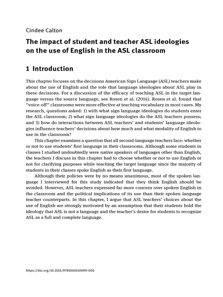 (2020) The Impact of Student and Teacher ASL Ideologies | PDF ...