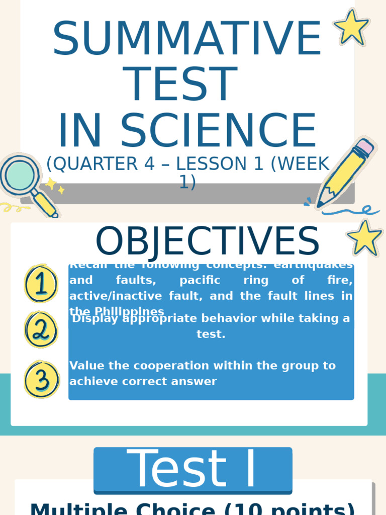 Summative Examination Science 7 - Earth and Space Sciences Quarter 4 ...