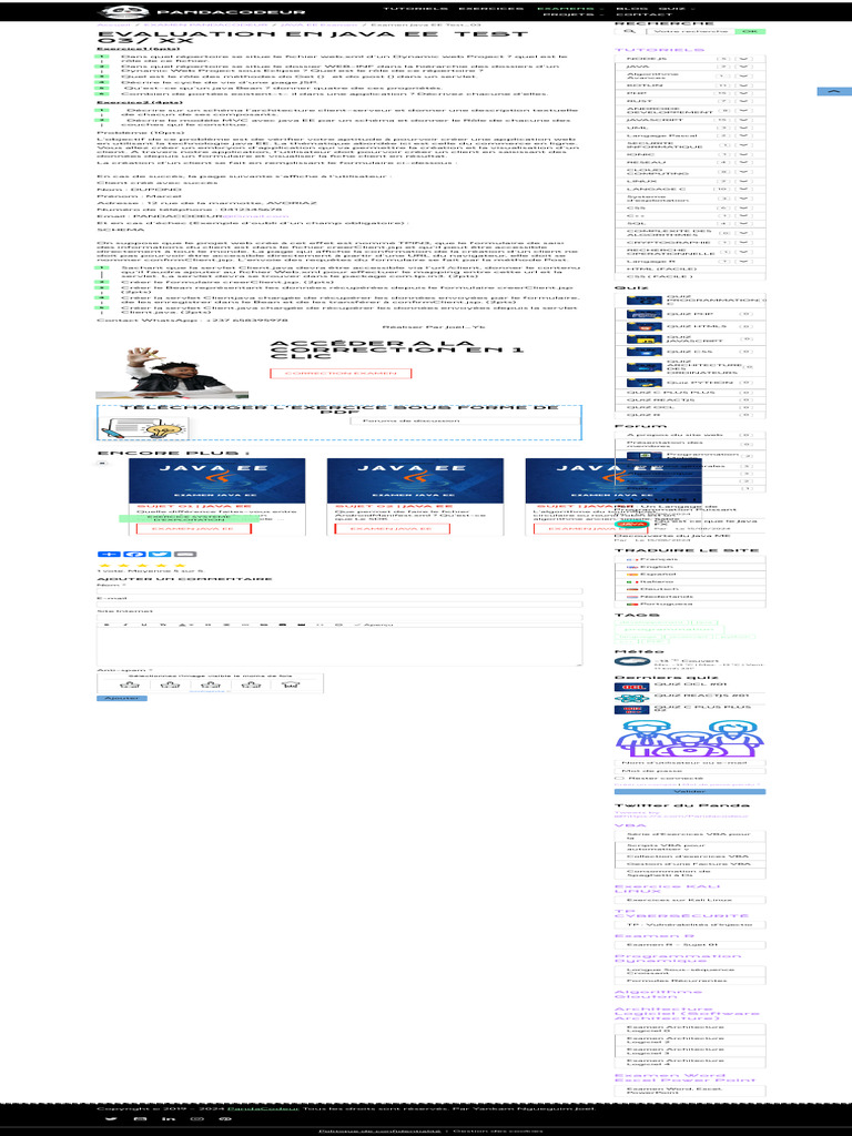Examen Java EE : Évaluation et Projets | PDF | Java (Langage de ...