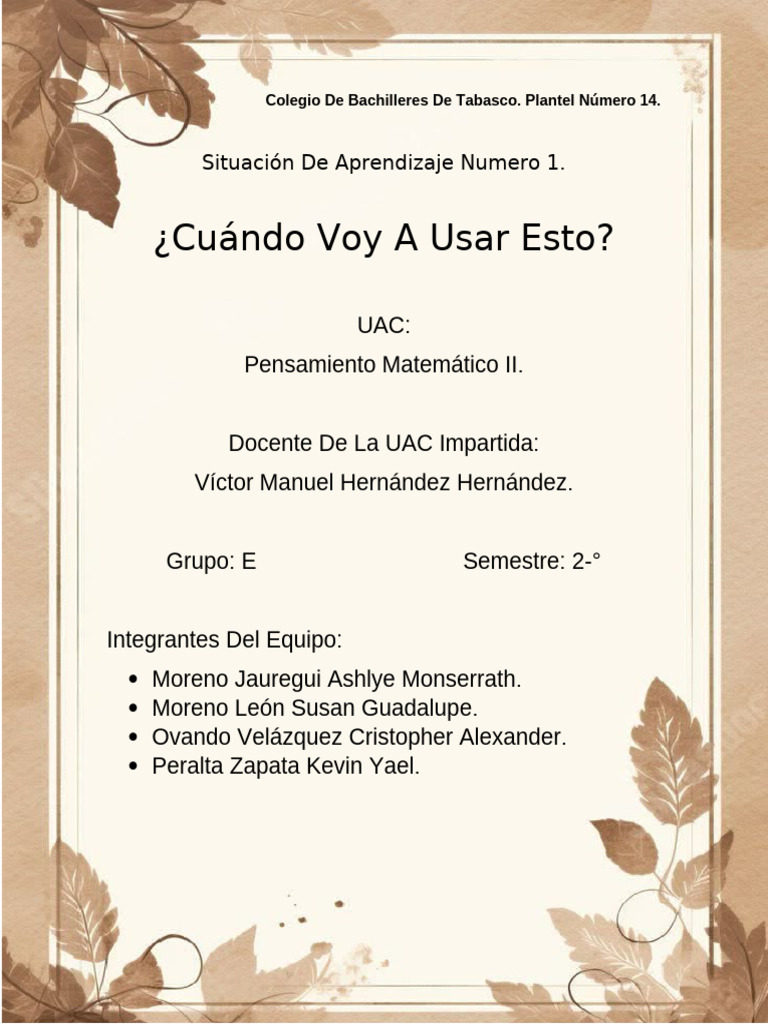 SD1 PensamientoMatematico | PDF | Fórmula | Matemáticas