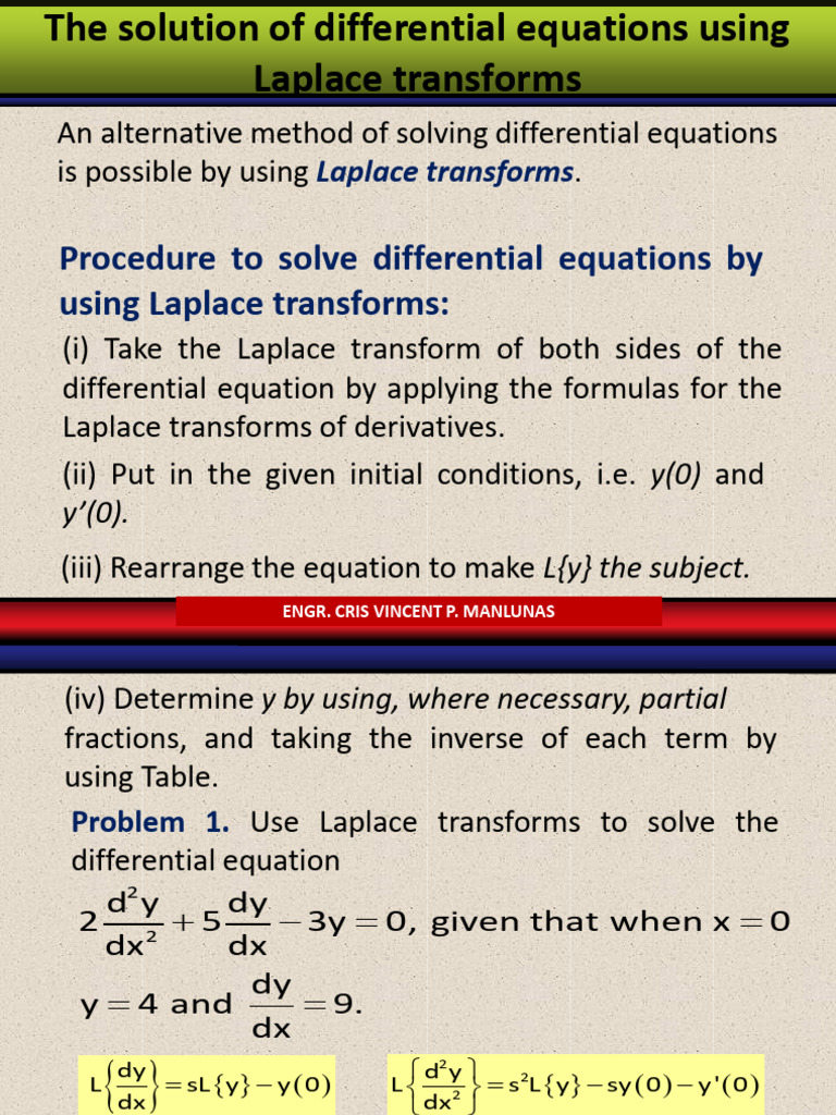 Em 2b1 Notes8 (Solutions To D.E. Using Laplace Transforms) | PDF ...