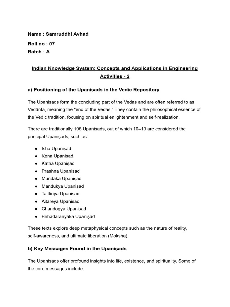 IKS Week2 Assignment | PDF | Upanishads | Moksha