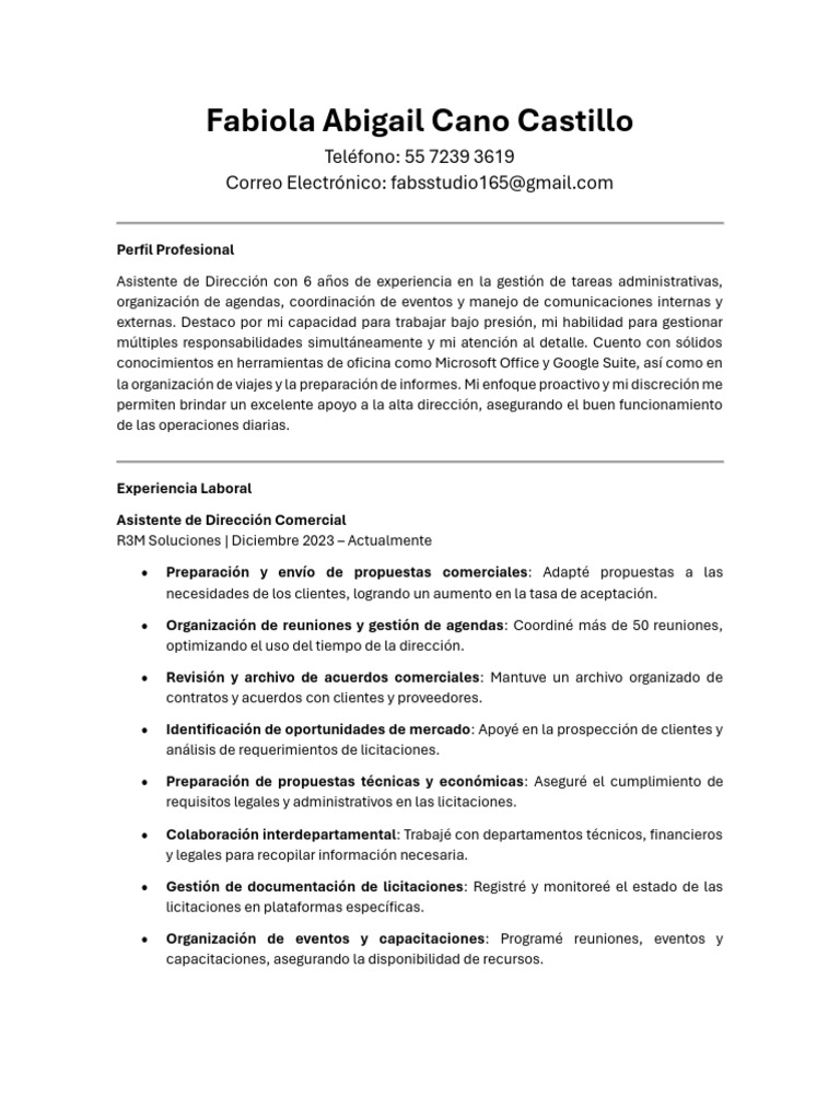 Fabiola Abigail Cano Castillo CV | PDF | Contabilidad | Microsoft