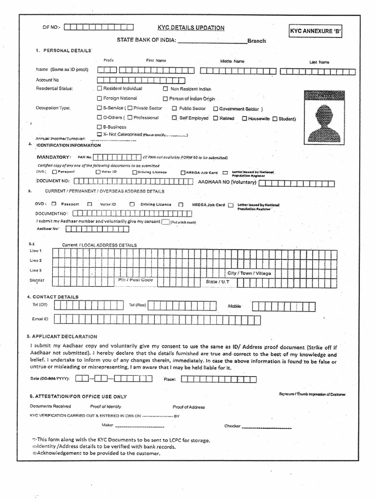SBI KYC Form | PDF
