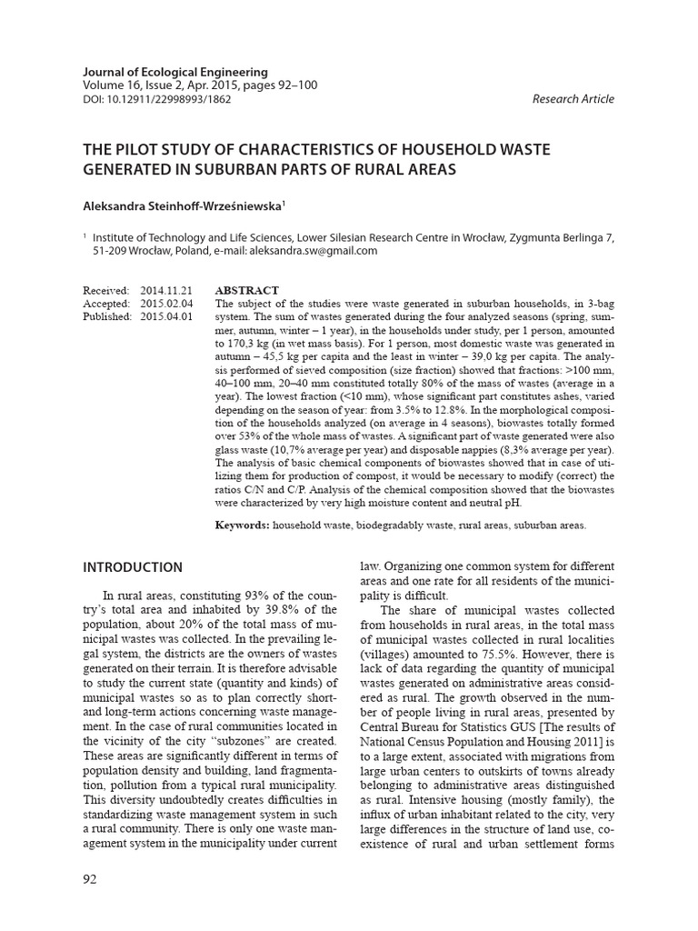 Steinhoff Wrzesniewska The Pilot 2 2015 | PDF | Compost | Waste