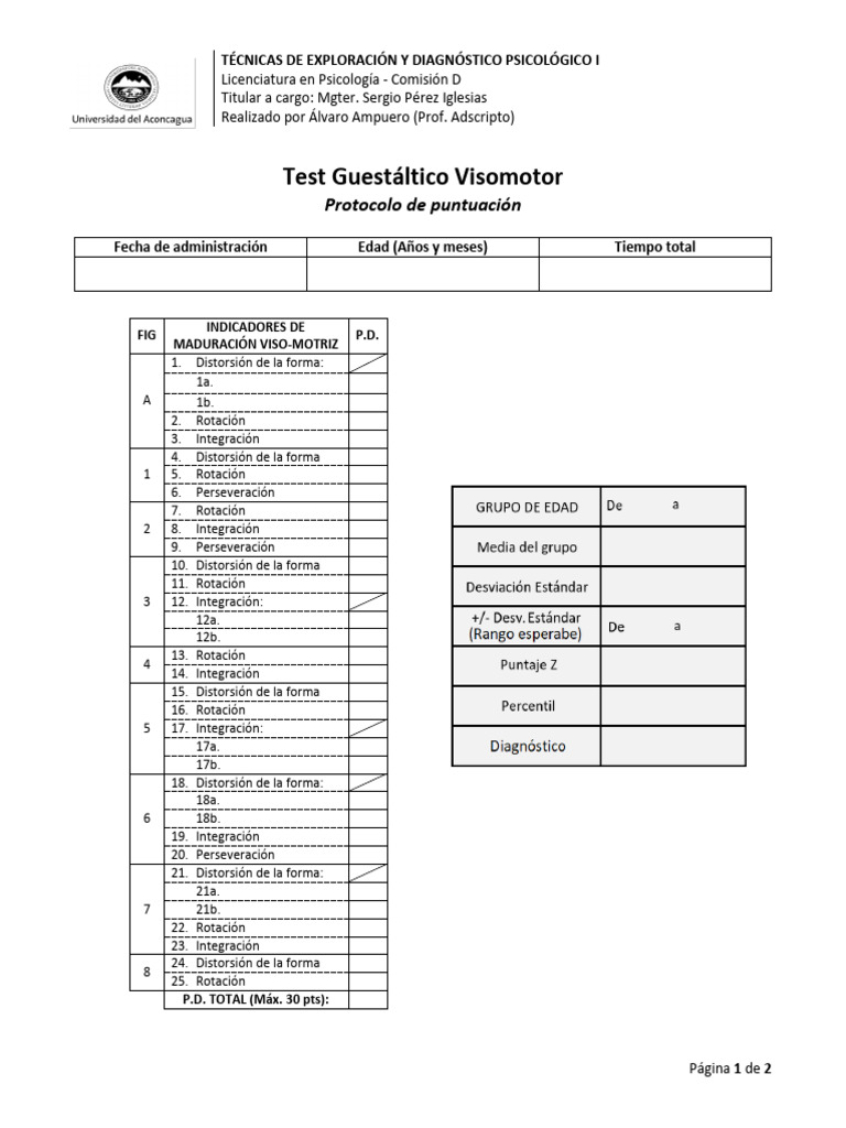 Protocolo Bender para Evaluación Psicológica | PDF