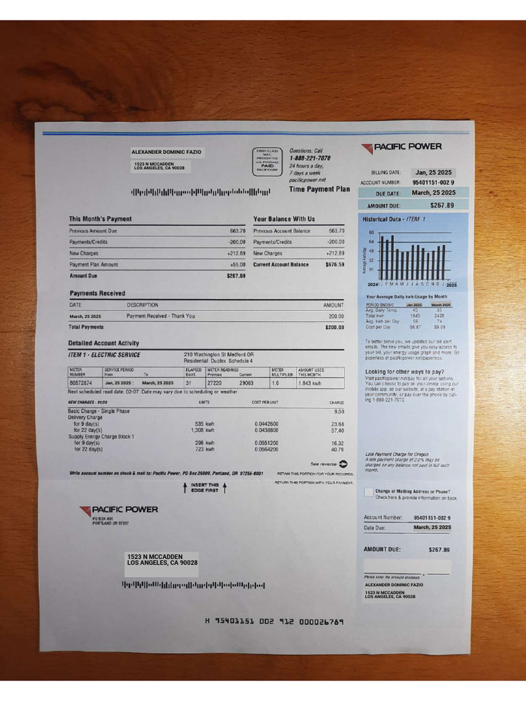 Pacific Power Utility Bill 2 | PDF