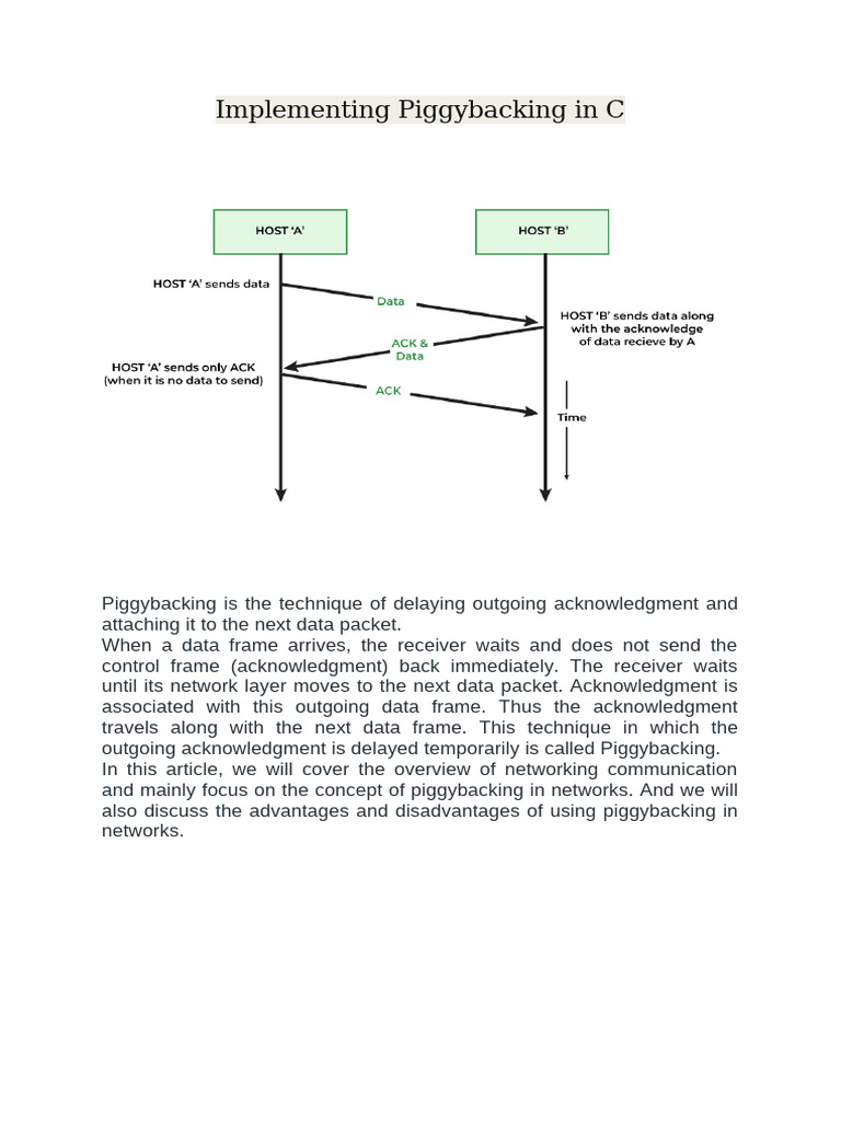Implementing Piggybacking in C | PDF