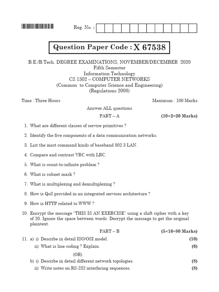 CSE-ND-2020-CS 1302-Computer Networks-640787248-X67538(CS1302) | PDF | Computer Network ...