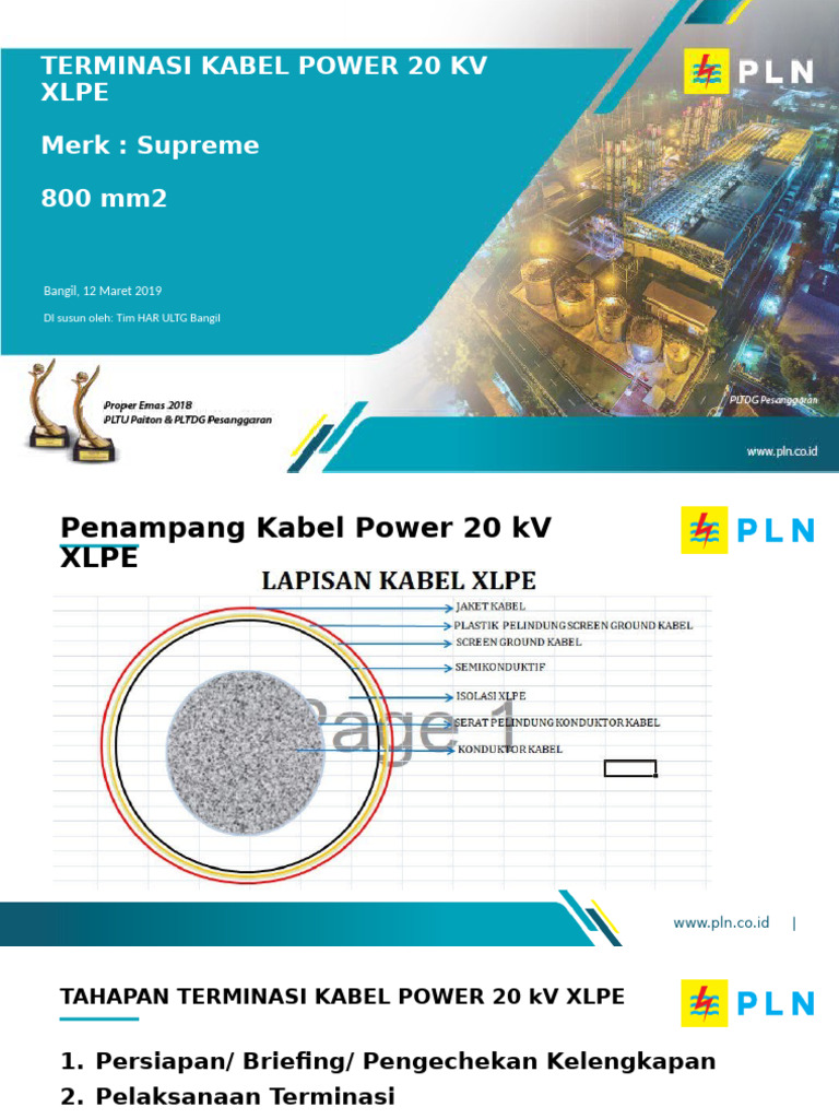 Terminasi Kabel Power 20 KV Xlpe 800 Mm2 | PDF