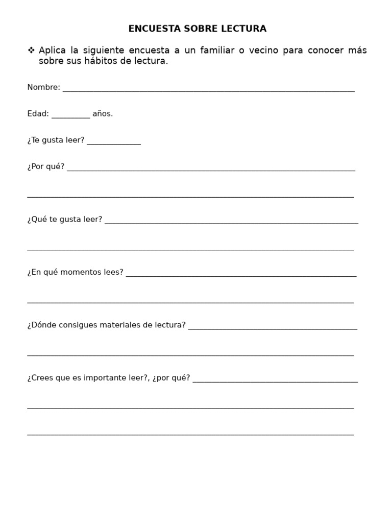 Encuesta Sobre Lectura | PDF