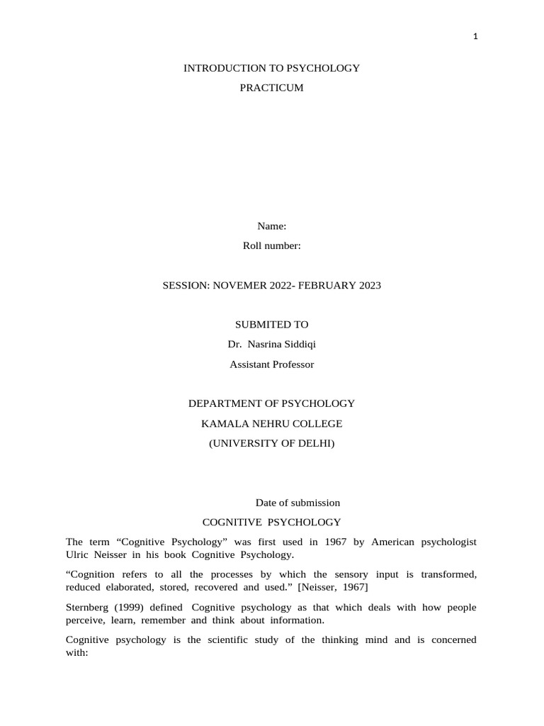 Cognitive psy. | PDF | Senses | Experiment