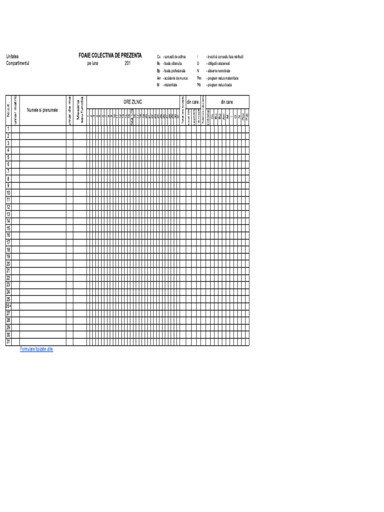Foaie Colectiva de Prezenta | PDF
