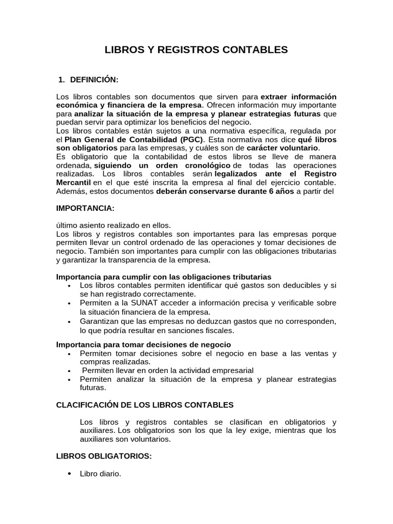 LIBROS Y REGISTROS CONTABLES (1) | PDF | Contabilidad | Business