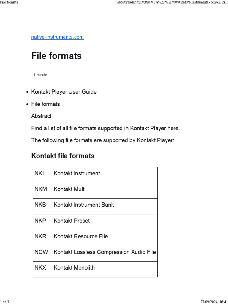 File formats Kontakt | PDF | Audio Engineering | Audio Electronics