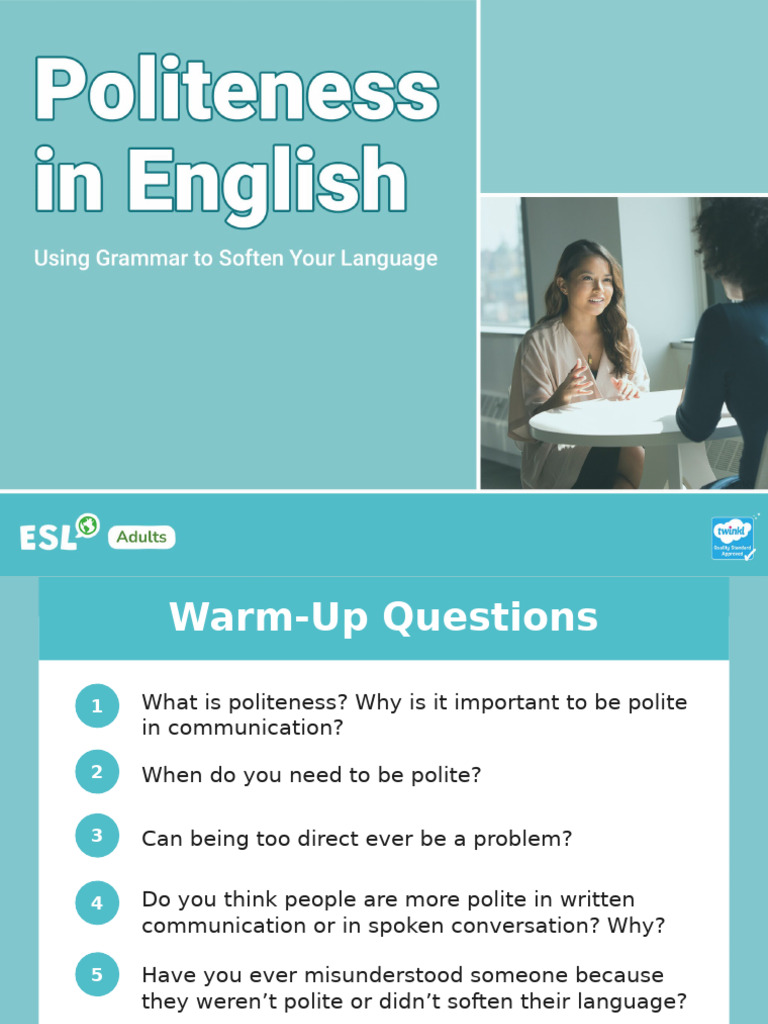 T 1728920612 Politeness in English Adults b1 b2 Ver 1 | PDF | Verb ...