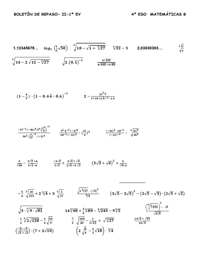 Boletín REPASO II-1 EV | PDF | Proporción | Álgebra abstracta
