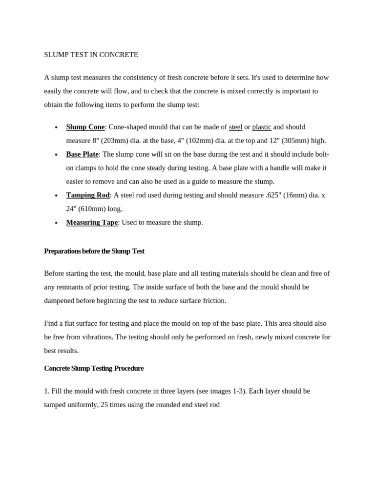 Slump Test in Concrete | PDF | Concrete | Structural Engineering