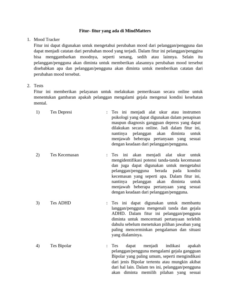 Fitur MindMatter | PDF