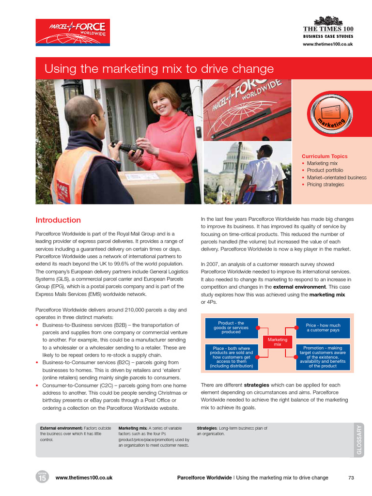 Case Study (ParcelForce) - Marketing Mix Without Questions | PDF ...