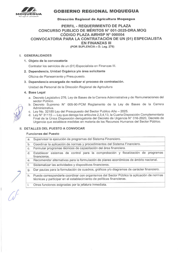 Perfil - 001 - 2025 - DL - 276 | PDF