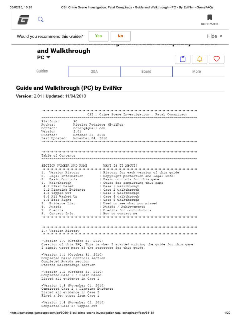 CSI - Crime Scene Investigation - Fatal Conspiracy - Guide and ...