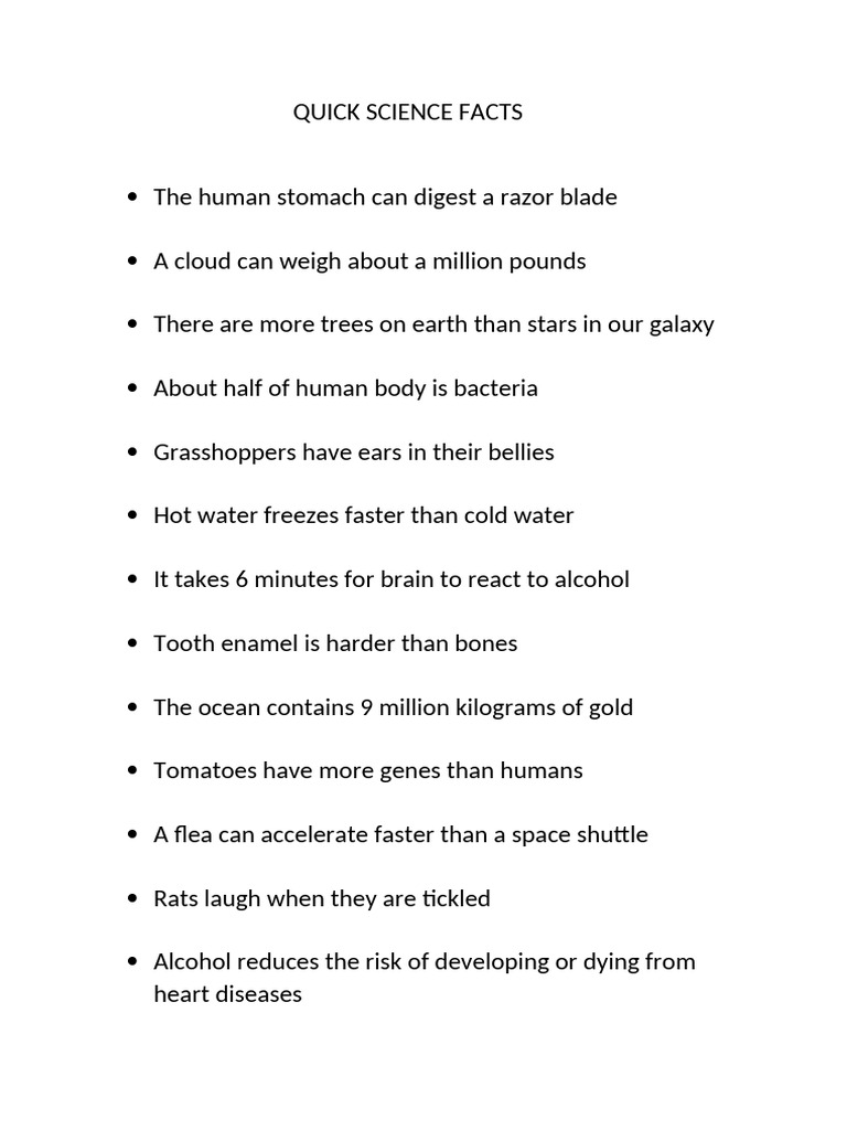 Quick Science Facts | PDF