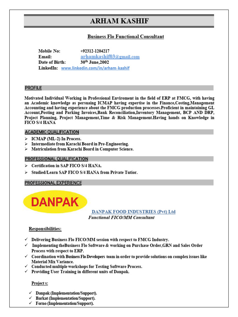 Arham - Kashif Resume | PDF