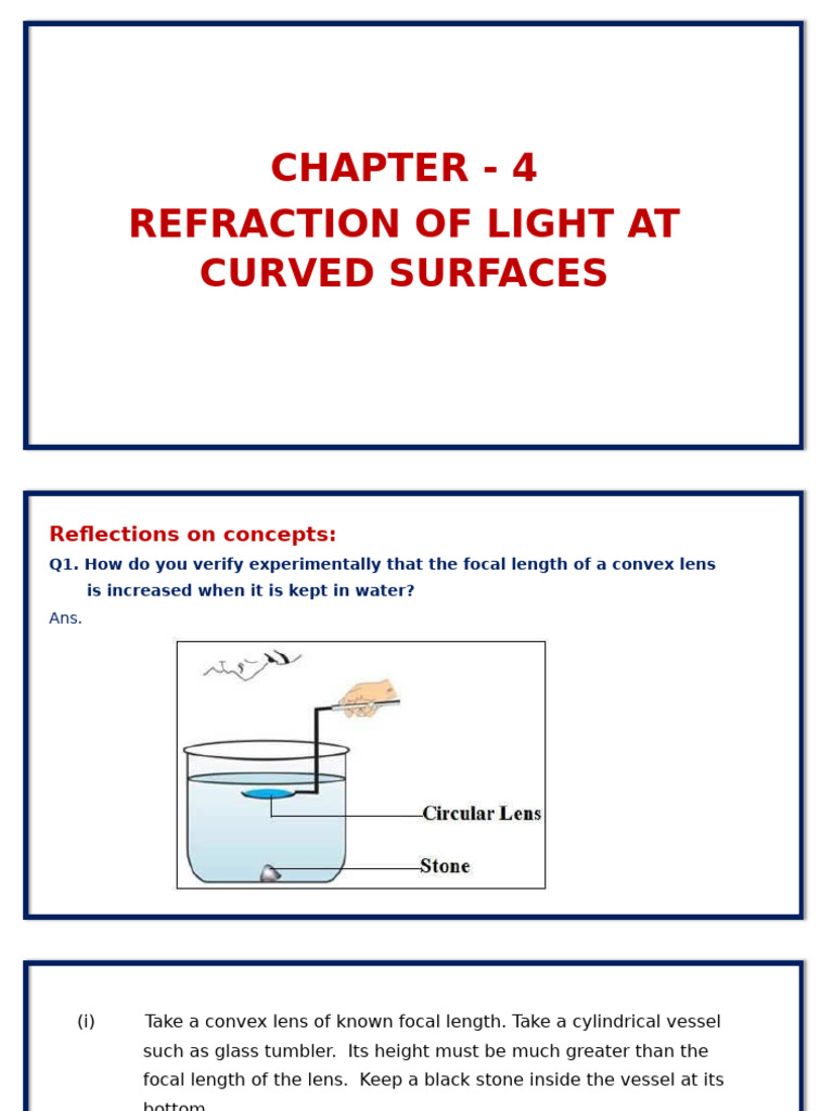 x - Phy, Ch - 4, Refraction of Light at Curved Surfaces 4 | PDF | Optics | Light