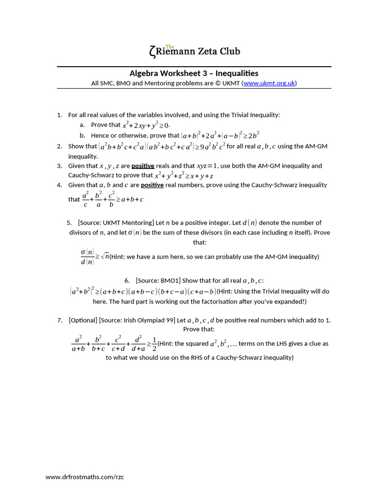 RZC-Algebra-Worksheet3 | PDF | Abstract Algebra | Discrete Mathematics