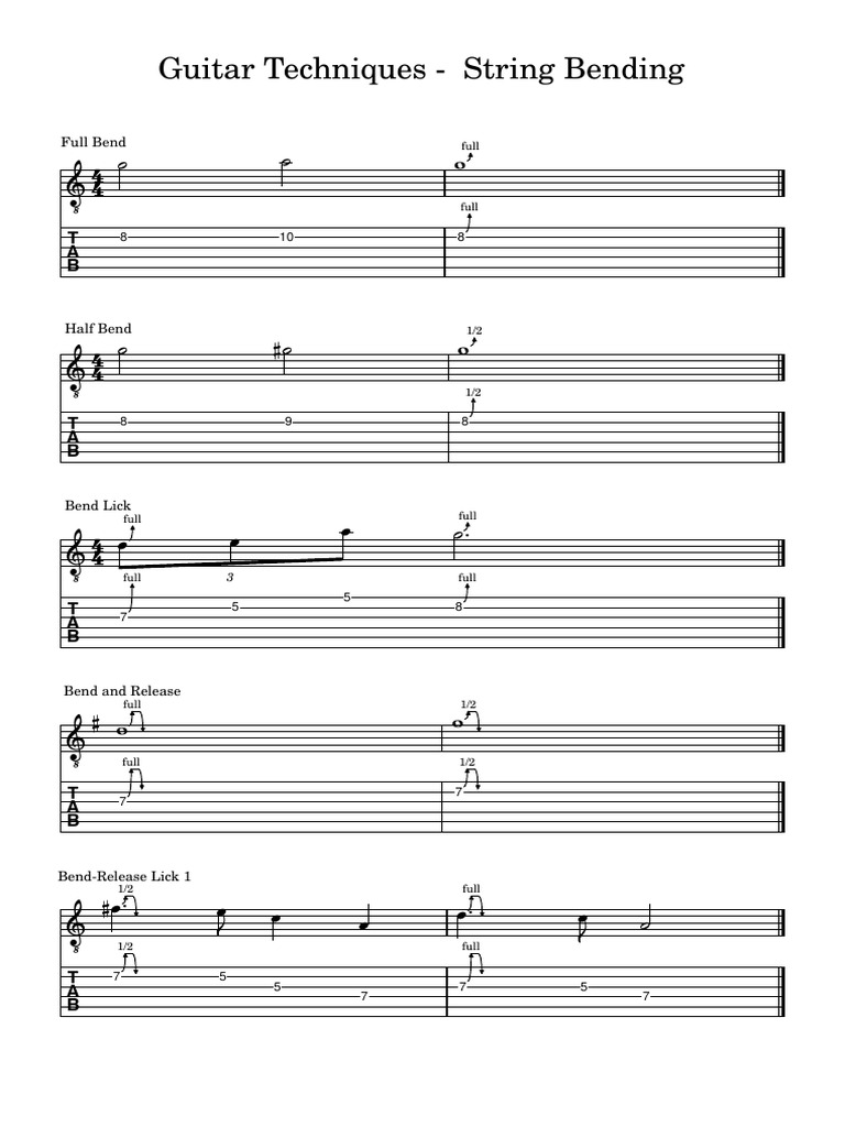 Guitar String Bending Techniques | PDF | Necked Lutes | Music Performance