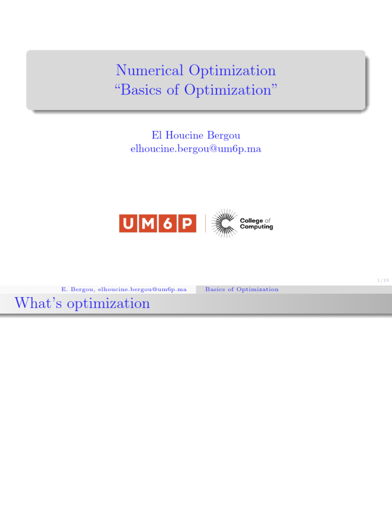 Op Tim Ization Basics Pdf Mathematical Optimization Mathematics
