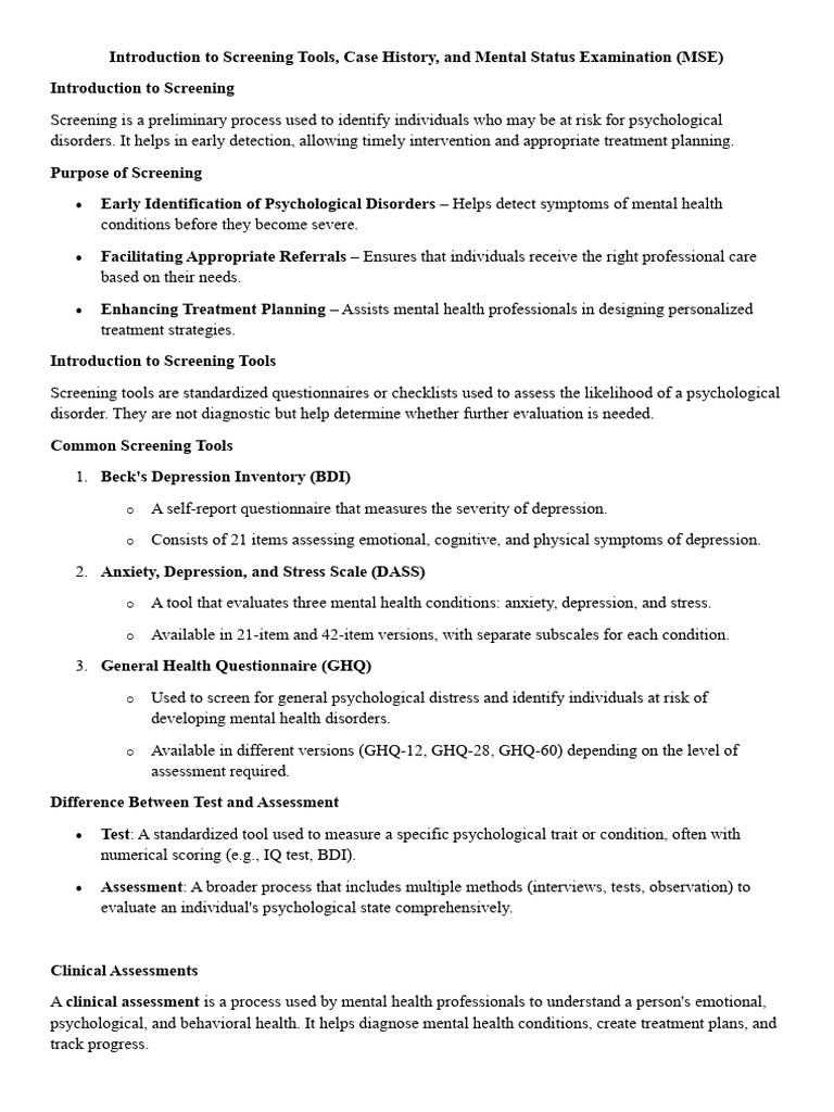 Introduction Of Clinical Assessment Pdf Diagnostic And Statistical