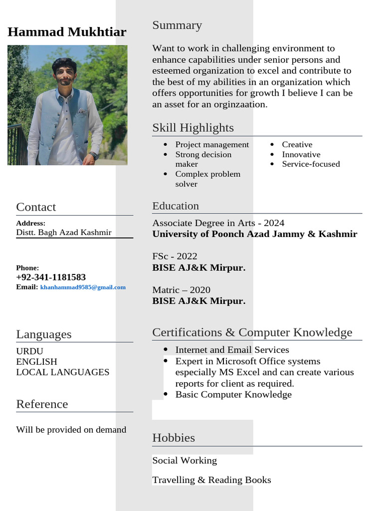 Muhammad Mukhtiar CV New | PDF