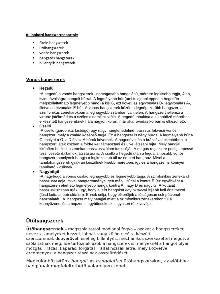 Hangszerek | PDF