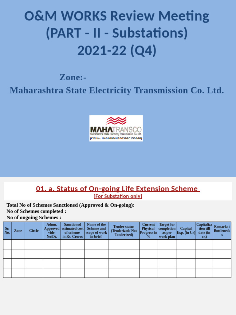 Part-II-Substations Template - Q4 - 2021-22 | PDF | Transformer ...