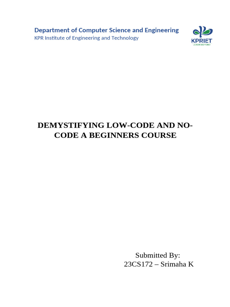 Beginners Guide to Low-Code/No-Code | PDF