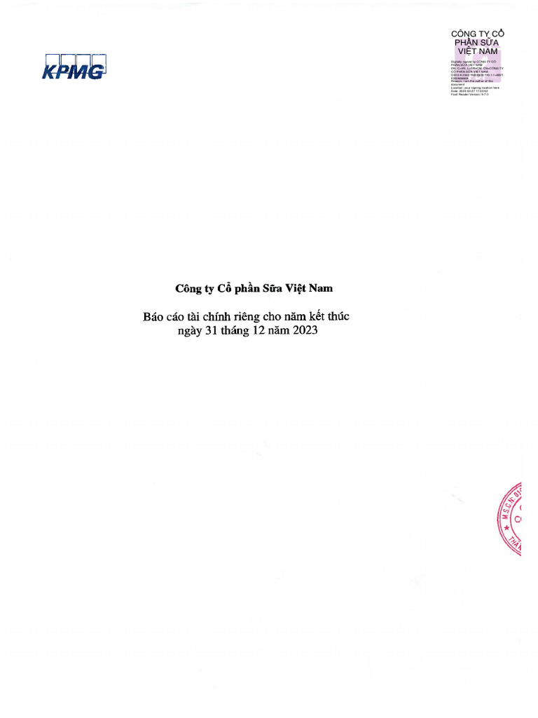 BCTC Riêng Vinamilk 2023 | PDF