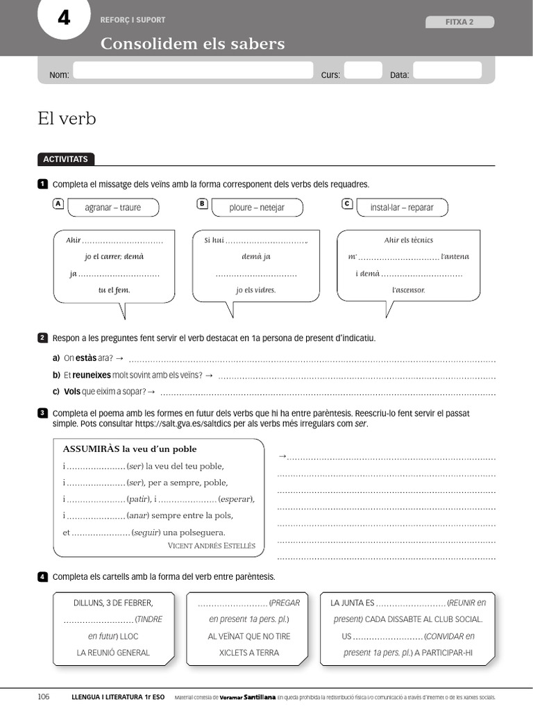 Verbs Exercicis | PDF