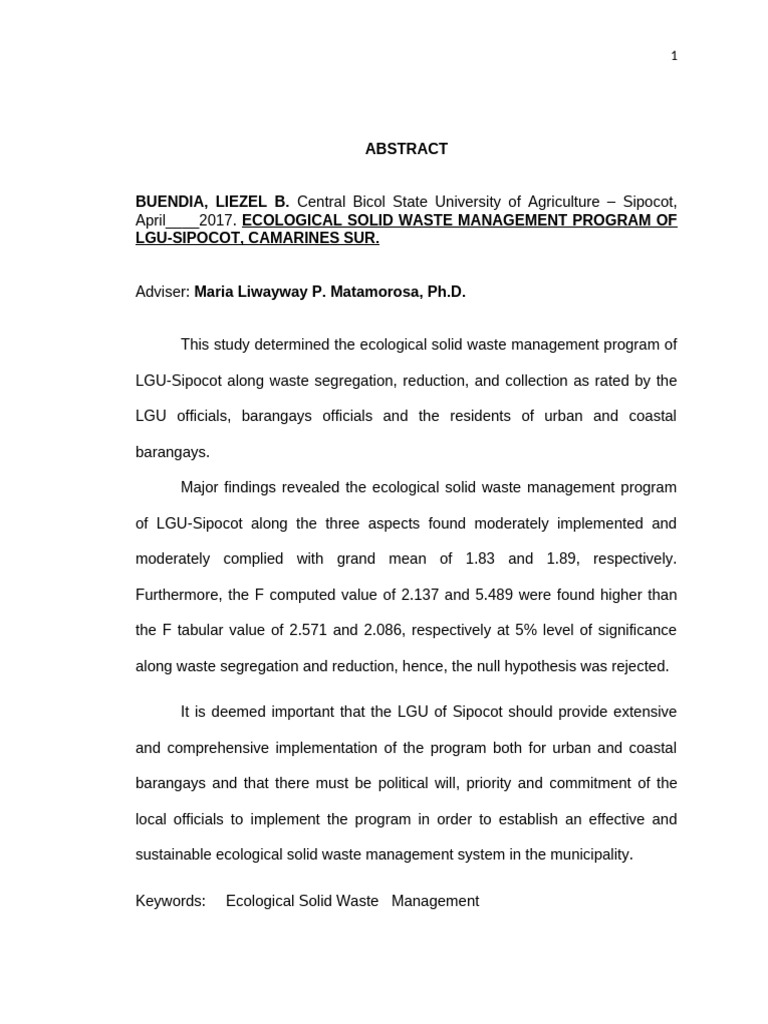 Ecological Solid Waste Management of LGU | PDF | Waste Management | Waste