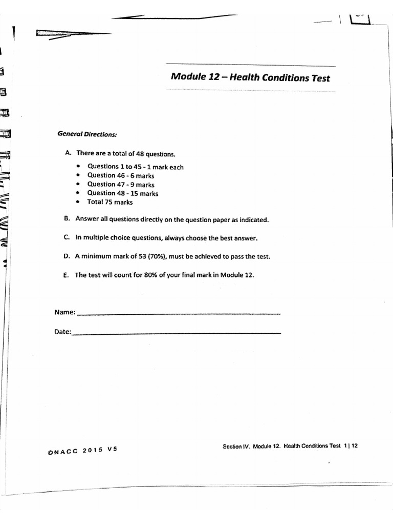 Module 12 Health Conditions Exam | PDF