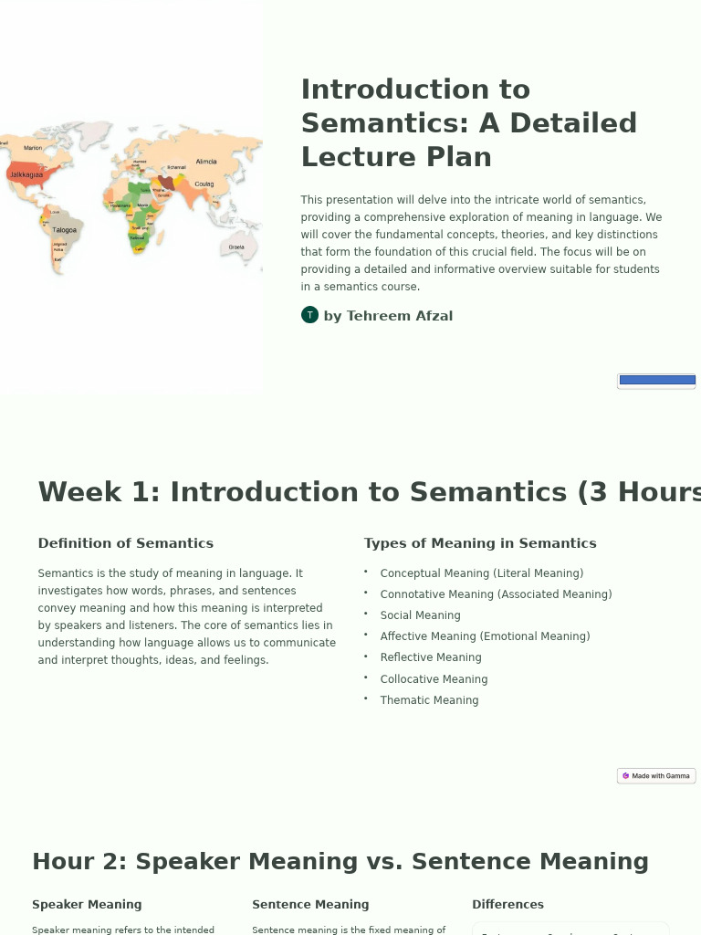 Semantics Lecture 2 Tehreem Afzal | PDF | Semantics | Proposition