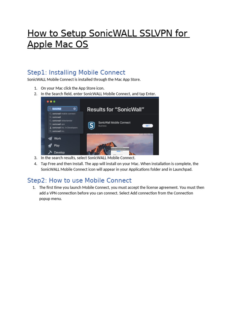 Setup SonicWALL SSLVPN on Mac OS | PDF | Software | Apple Inc.