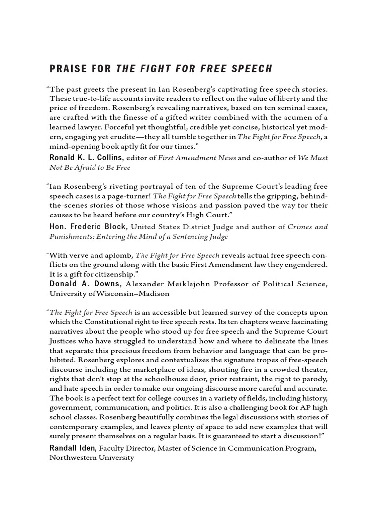 Ten Landmark Cases of Free Speech | PDF | Espionage Act Of 1917 | First ...