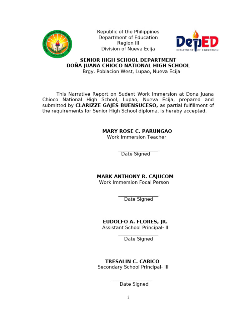 Narrative Report Prelim Pages | PDF