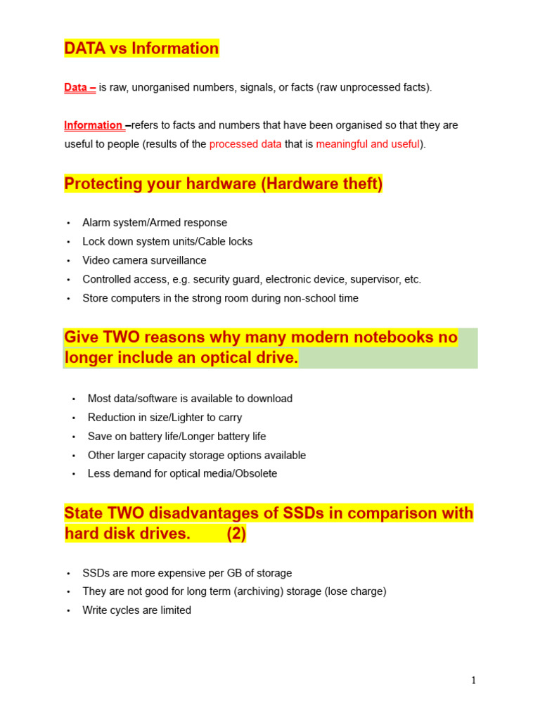 Additional NOTES | PDF | Hard Disk Drive | Solid State Drive
