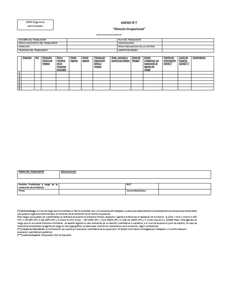 Anexo 7 Historia Ocupacional | PDF