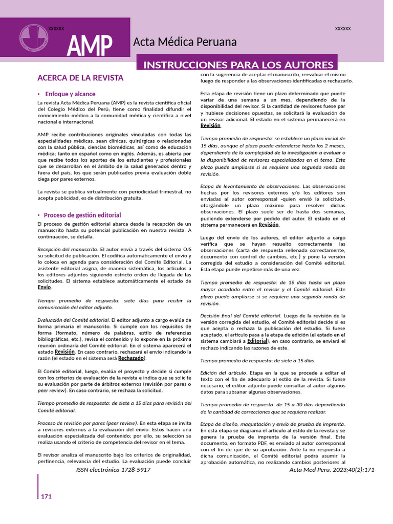 Proceso de Publicación en Acta Médica Peruana | PDF | Publicación ...