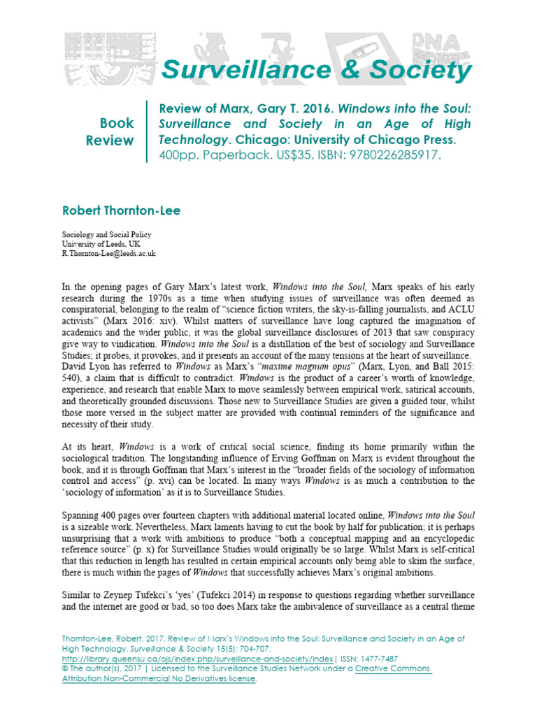 Review of Marx Gary T 2016 Windows Into | PDF | Karl Marx | Sociology